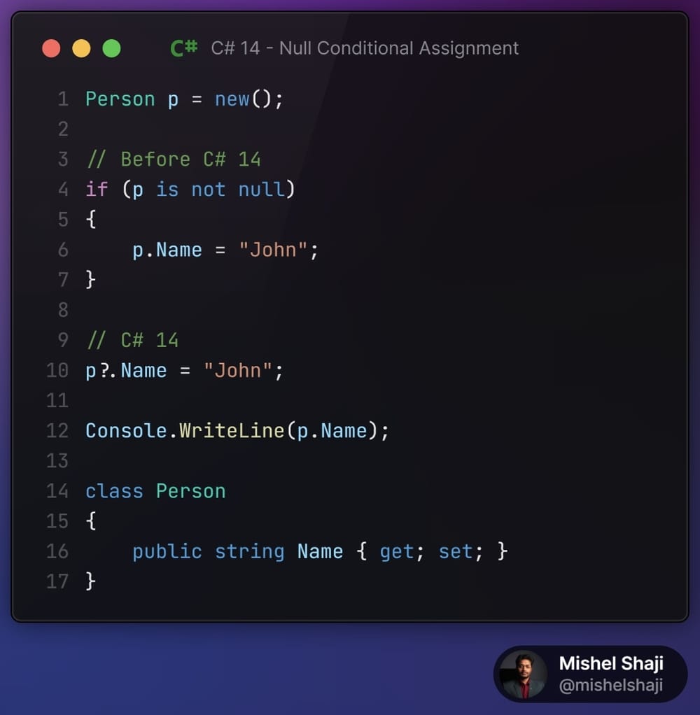 C# 14: Null Conditional Assignment