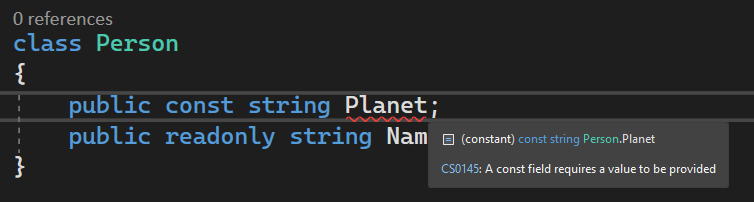 Difference Between Readonly And Constant in C#